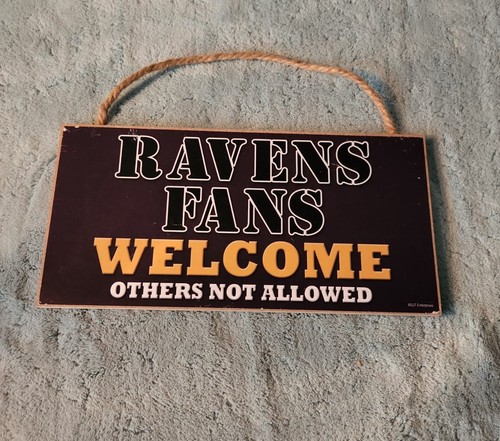Baltimore Ravens Fans Welcome 12" x 6" Wood Sign [NEW] NFL Wall Cave ...