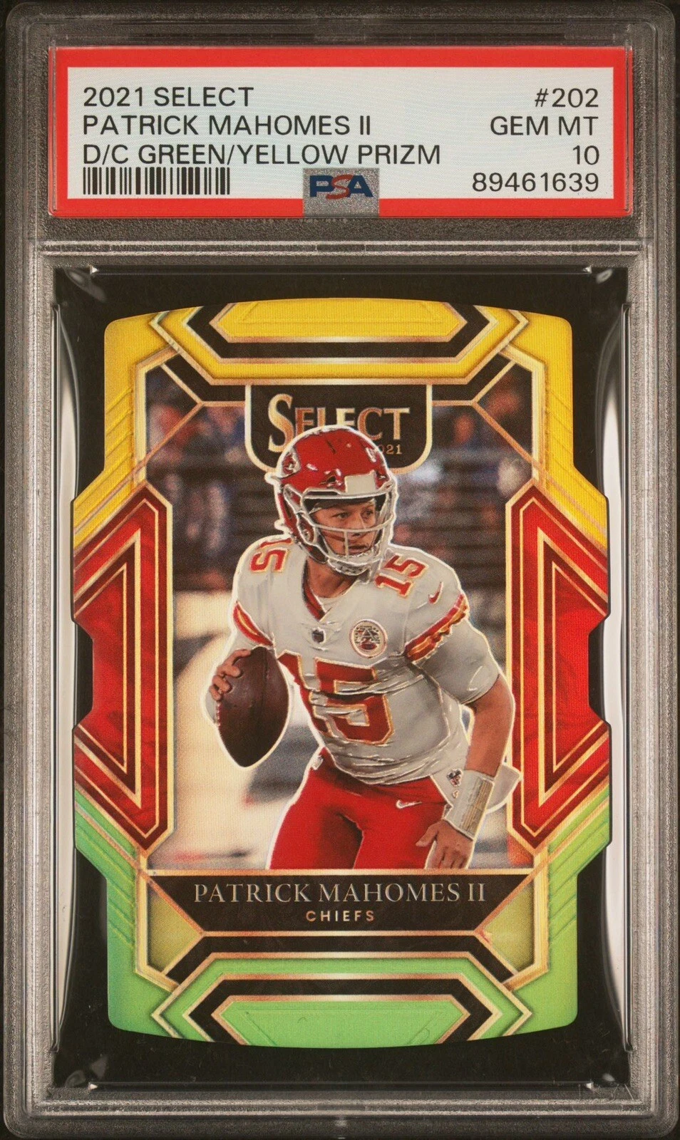 Patrick Mahomes II 2021 Select #202 Club Level Green & Yellow Die-Cut ...
