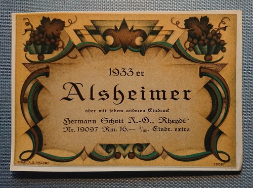 Old Wine Label Sample Label 1933 Alsheimer Schött Design Art Deco | eBay UK