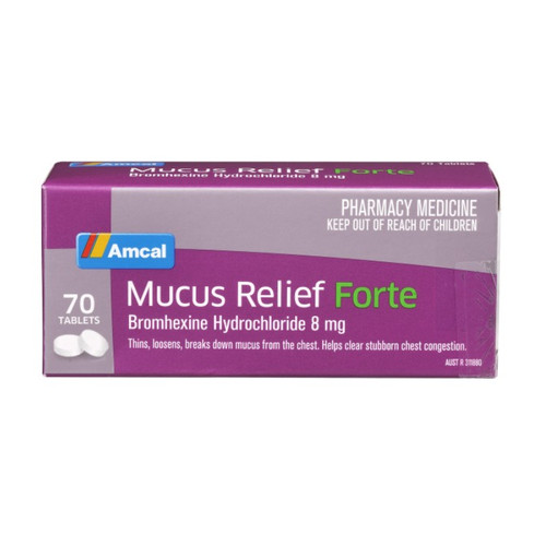 Amcal Mucus Relief Forte 70 Tablets Clears Chest Congestion Chesty ...