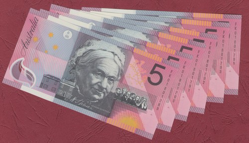 AUSTRALIAN POLYMER BANKNOTE 2001 $5 "CENTENARY OF FEDERATION ...