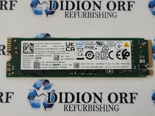 INTEL 512GB M.2 NVMe 2280 SSD SSDPEKNU512GZ, Grade A, SKU 16549 | eBay