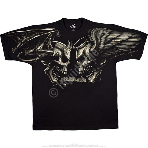 GOOD & EVIL-ANGEL DEVIL SKULLS-T-SHIRT S-M-L-XL-XXL,3X-4X-5X-6X Heaven ...