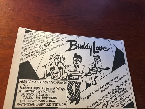 VINTAGE 1983 8"X5" PROMO PRINT Ad FOR BUDDY LOVE ALBUM CARTOON ART ...