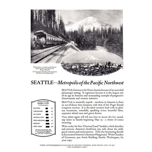 1924 Seattle, Washington: Metropolis of the Pacific Northwest Vintage ...