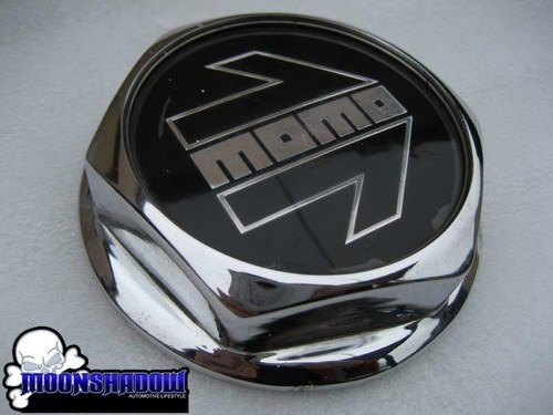 MOMO SCREW ON CHROME WHEEL RIM ALUMINUM HEX NUT CENTER CAP LARGE LOGO ...