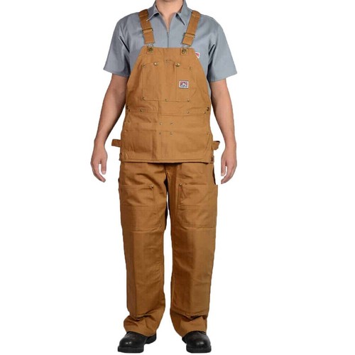Ben Davis Bib Overalls Brown Duck Cotton Carpenter Double Knee Overalls ...
