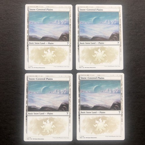 4x Snow Covered Plains White Border Basic MB2 Mystery MTG Magic The ...