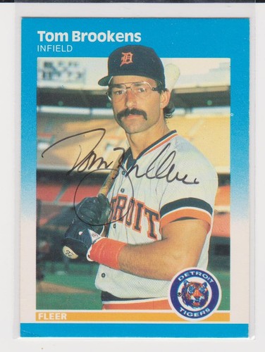 TOM BROOKENS DETROIT TIGERS 1987 FLEER #145 AUTOGRAPHED BASEBALL CARD ...