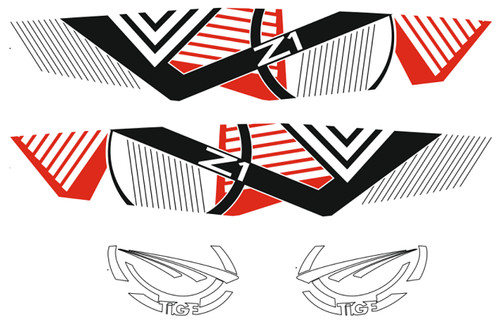 BOAT GRAPHICS TIGE Z1 DECAL KIT STICKER SET SKI SURF R/B/W | eBay