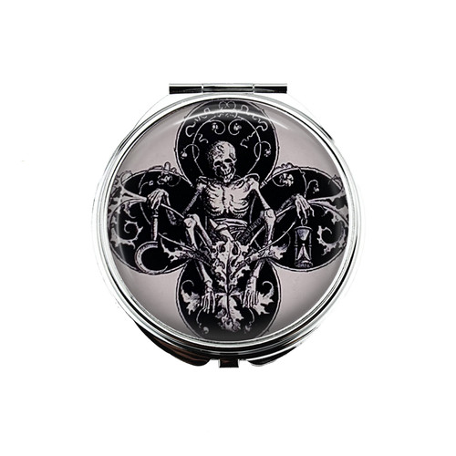 1 Mother of Pearl Compact Mirror, Cosmetic, Makeup Mirror, Skull #3 ...