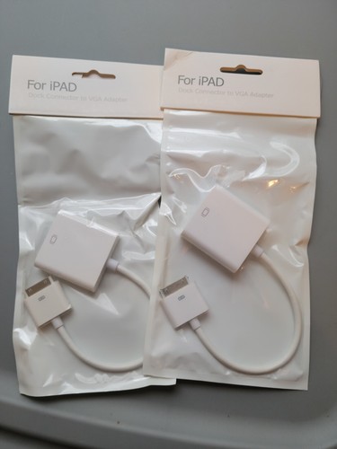 GENUINE APPLE iPad DOCK CONNECTOR TO VGA ADAPTER MODEL A1368 PACK OF 2 ...