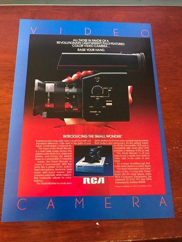 1984 VINTAGE 8X11 PRINT Ad FOR THE RCA SMALL WONDER COLOR VIDEO CAMERA ...