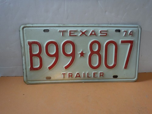 1974 Texas Farm Trailer License Plate B99 - 807 Vintage | eBay