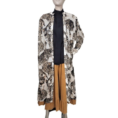 Vintage 90s Cheetah Leopard Cat Print Duster Topper Button-Down Long ...