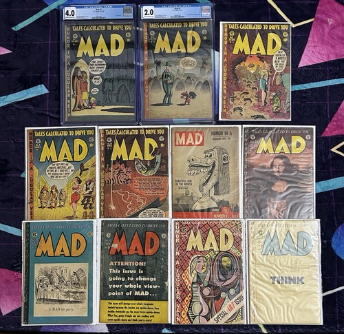 Mad Comic book / magazine 22 pc lot #1 CGC 4.0 #3 2.0 E.C. Comics 1952 ...