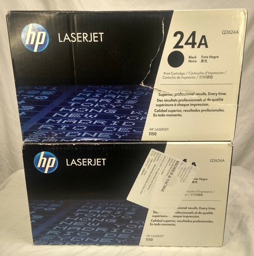 2ea HP 24A Q2624A Genuine Black Toner Cartridges NEW/SEALED Laserjet ...