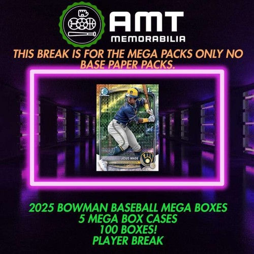 Braylin Morel Texas Rangers 2025 Bowman Mega 5X Case 100X Box Break #1 ...