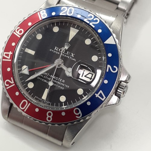 Full Set Rolex GMT Master 40 mm Steel Pepsi Red Blue Watch 1675 Circa ...