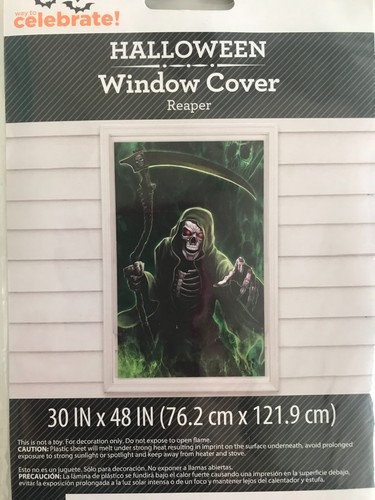 2 Grim Reaper Window Door Cover 30" x 48" Decor Haunted House Halloween ...