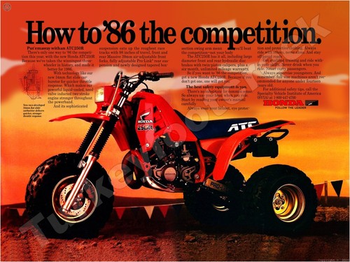 ATC250R Honda '86 Competition Advertisement Metal Sign 3 Sizes to ...