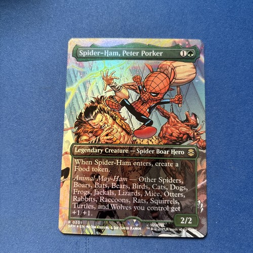 MTG FOIL Spider-Ham, Peter Porker Borderless - Marvel's Spider-Man #201 ...