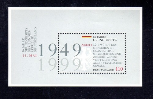 GERMANY #2041 1999 BASIC LAW,50TH ANNIV. MINT VF NH O.G S/S | eBay