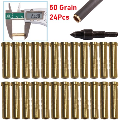 24Pcs 50 Grain Screw Copper Brass Arrow Inserts Fit for ID.244/6.2mm ...