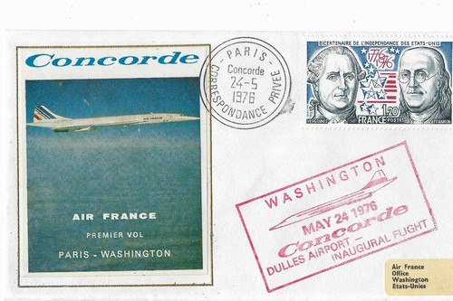 Concorde 1st flight 1976 (Premier Vol) to Washington Air France ...