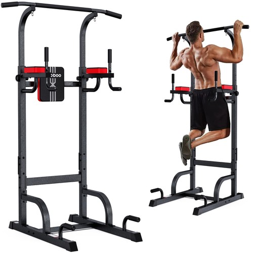 Adjustable Power Tower Pull Up Bar Stand Dip Station Equipment Gym Home ...
