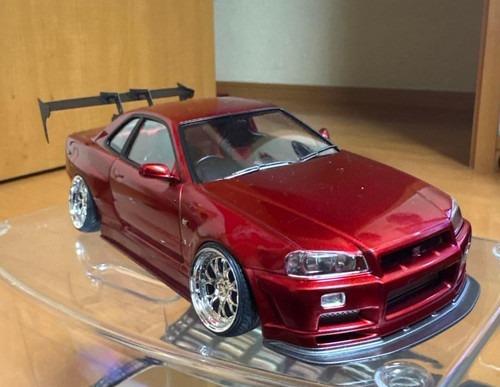 Skyline GT-R R34 1973 Metallic Red Painted Built 1:24 Car AOSHIMA Model ...
