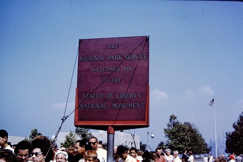 SEP 1962 Statue Of Liberty Monument Sign New York Kodachrome Slide AQ-F ...