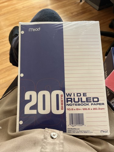 Mead Loose Leaf Paper, Wide Ruled, 200 Sheets, Standard 10-1/2" x 8 ...