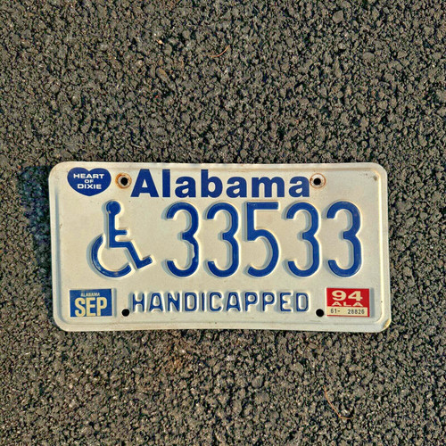 1989 Alabama HANDICAP DISABLED License Plate Auto Tag Garage Palindrome ...