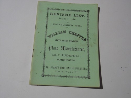 William Chapple,Plane Manufacturer,Revised list of tools 1876 ...