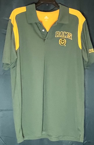 Knights Apparel Polo Shirt Men's CSU RAMS Green Yellow Size Large | eBay
