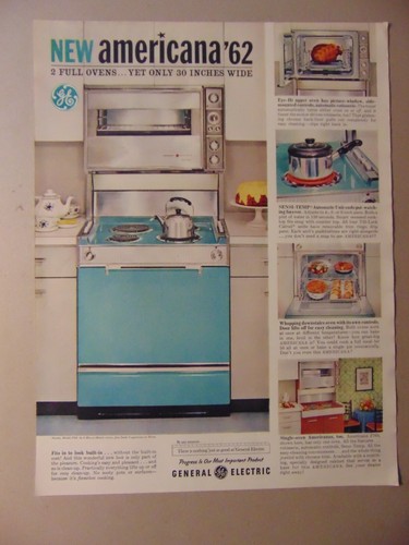 1962 General Electric Blue Stove with Two Ovens vintage print ad | eBay