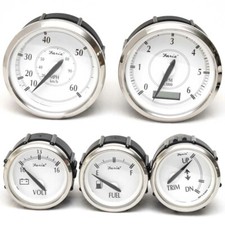 Faria Beede Boat Gauges | Newport Silver 3 3/8 Inch (Set of 5)