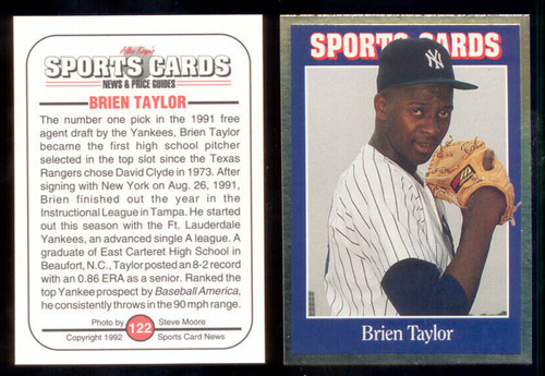 1992 Sports Card News BRIEN TAYLOR New York Yankees Magazine Card | eBay