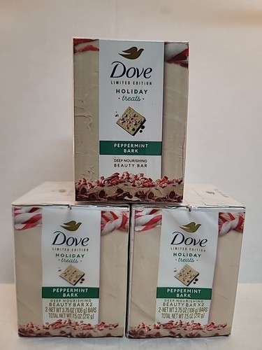 Dove Holiday Limited Edition Bar Soap Set of 3 PEPPERMINT BARK HTF ...