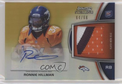 2012 Bowman Sterling Rookie Relic Gold Refractor /66 Ronnie Hillman ...