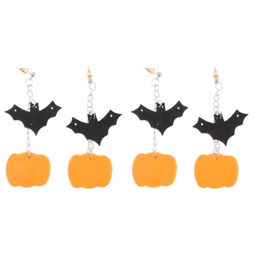 2 Pairs Halloween Bat Pumpkin Earrings Clay Earrings Dangle Jewelry bat ...
