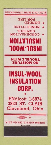 Matchbook Cover - Insul Wool Insulation Cleveland OH | eBay