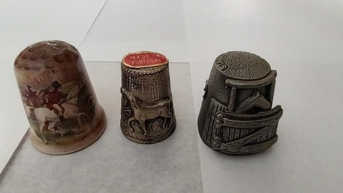 Thimble Lot 3 Horse Thimbles Staffordshire England Stable Signed ...