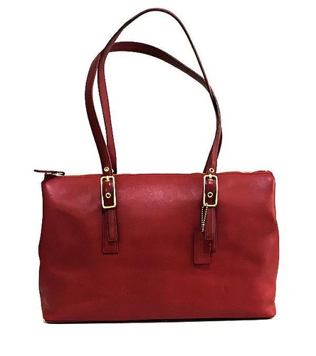 NEW Coach 1990's Vtg Red Leather LG Legacy Zip Satchel Tote Bag 9849 ...