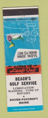 Matchbook Cover - Beach's Gulf oil gas Dover Foxcroft ME | eBay