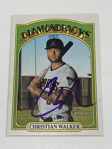 Christian Walker 2021 Topps Heritage Baseball Card 386 Signed Dbacks ...