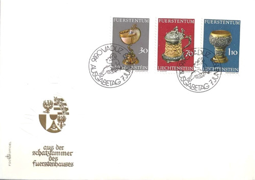 VINTAGE DRINKING CUPS LIECHTENSTEIN 1973 SET OFFICIAL CACHET FDC UNADD ...