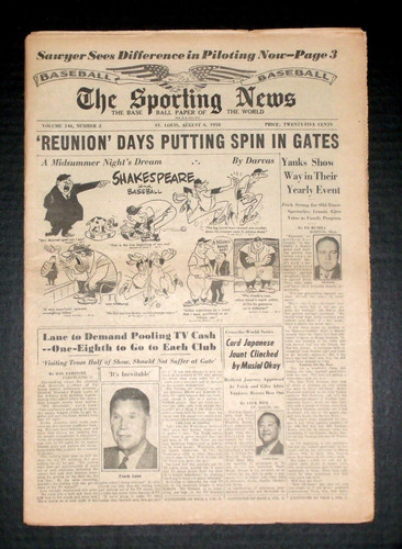 8/6/1958 The Sporting News Baseball Newspaper Magazine | eBay