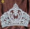 Large Contoured Pageant Tiara Blue Rhinestone Crown Wedding Prom Party ...